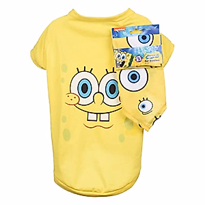 SpongeBob SquarePants for Pets Yellow Shirt for Dogs and Bandana Combo- Size Medium | Soft and Comfortable Spongebob Clothes for Dogs- Lightweight T Shirt and Dog Bandana