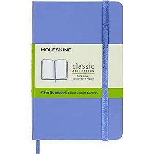 Moleskine Classic Notebook, Hard Cover, Pocket (3.5" x 5.5") Plain/Blank, Hydrangea Blue, 192 Pages