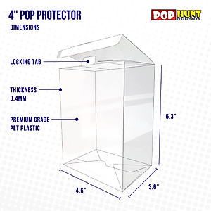 Pop Protector Case for Funko 4" Inch Pop! Locking Tab, Protective Film, Heavy Duty Acid Free 20 Pack