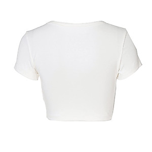 Womens Y2k Graphic Print Crop Tops Cute Kawaii Crew Neck Short Sleeve T-Shirts E-Girls Teen Summer Clothes Streetwear White