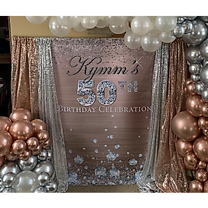 Sequin Curtain Backdrop 2 Panels Set Rose Gold 2FTx8FT Sequin Photography Backdrop Curtain Sparkle Background Drapes for Christmas Wedding Party Decoration