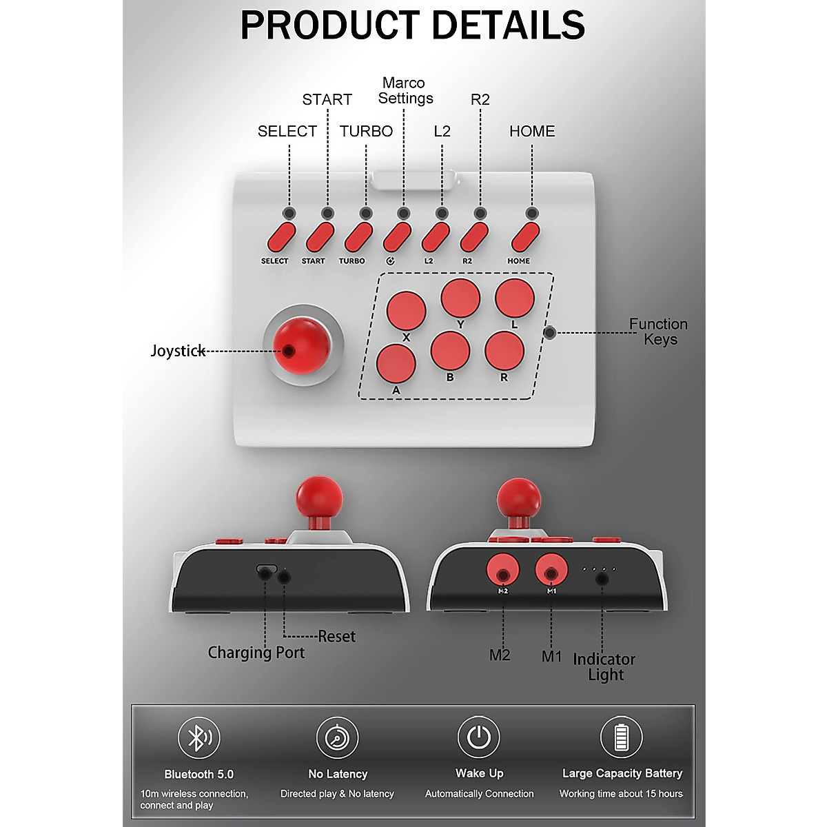 arVin Arcade Fight Stick Joystick Game Controller for iPhone iOS Android PC Fighting Stick for Nintendo Switch/PS3/PS4 Arcade Rocker Gamepad with Turbo & Marco for Emulators/Cloud/PS Remote Play/Steam