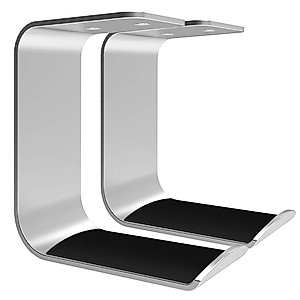 Geekria Under-Desk Headphone Stand Mount Holder/Headsets Hanger/Gaming Headset Headphone Hook/Universal Stand for All Headphones Size (2 Pcs/C/Silver)