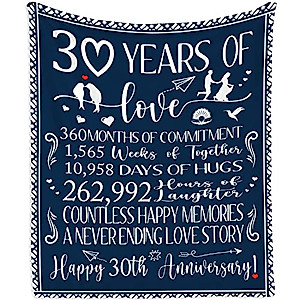 Mubpean 30th Anniversary Wedding Gifts Blanket 60"x50" - 30th Anniversary Wedding Gifts for Couples/Husband - Romantic Gifts for Him - 30th Anniversary Decorations, 30th Anniversary Wedding Gift Ideas