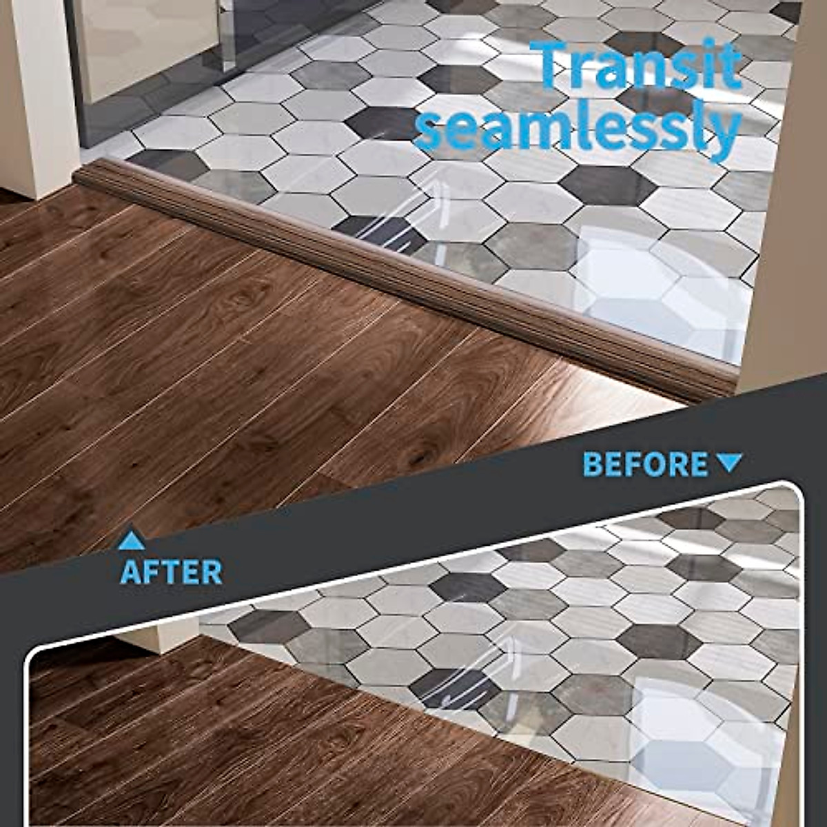 Art3d 4 FT Self Adhesive Vinyl Floor Transition Strip, Laminate Strip Flat Divider for Joining Gaps,Carpet Threshold Transition,Floor Tiles（1.57in, Brown）