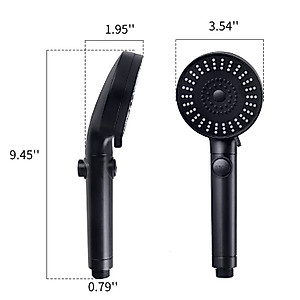 OYMOV High Pressure RV Shower Head with Hose - Non-Metallic RV Shower Kits Replacement w/ON/OFF Pause Function for RVs, Fifth Wheels, Motor Homes, Travel Trailers, Campers, Boats, Black