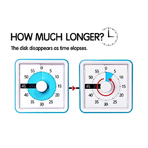 Visual Timer with Protective Case, 60-Minute Countdown Timer for Kids Autism ADHD Classroom Home Office, Countdown Clock for Teaching Work, Pomodoro Timer for Time Management Education, Sky Blue