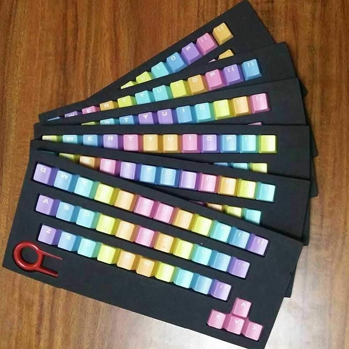 Mworld2 37 Keys PBT Key caps Colorful Gaming Backlit Keycaps Set with Key Cap Remover for Standard Mechanical Gaming Keyboard with Key Puller Rainbow Gradient Color