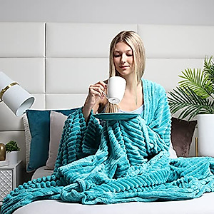 Nestl Throw Blanket for Couch - Cozy Fleece Blanket Throw, Warm Fuzzy Blankets and Throws for Sofa, Fleece Throw Blankets, Teal Soft Blanket, Lightweight Cut Plush Blanket 50x60 inches