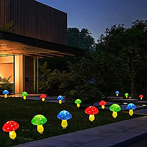 Viewpick Outdoor Solar Mushroom Lights LED Solar Garden Decor Stake Lights, 8 Lighting Modes Solar Yard Ornament Lights, Outdoor Waterproof Solar Lights for Outside Decorations (1 Pack 6 Mushrooms)