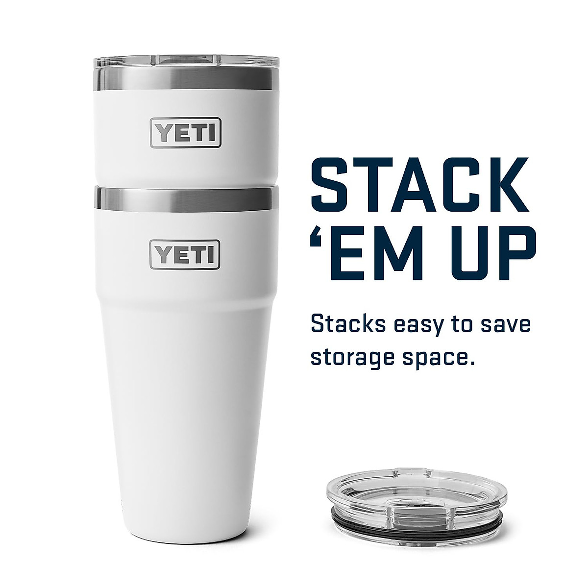 YETI Rambler 30 oz Stackable Tumbler, Stainless Steel, Vacuum Insulated with MagSlider Lid, White