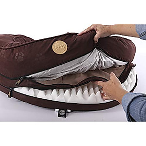 K&H PET PRODUCTS Deluxe Ortho Bolster Sleeper Pet Bed Eggplant Paw Print Medium 30 Inches