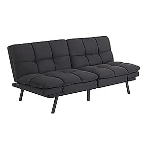 QLDFX HERQS-Memory Foam futon, Black Faux Suede, MS95-010-107-02