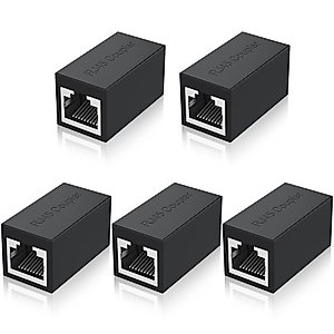 JODROAD RJ45 Coupler, Ethernet Extender Adapter, Ethernet Coupler, Cat7 Cat6 Cat5e Cat5 Inline Coupler, Ethernet Connector Female to Female (5Pack, Black)