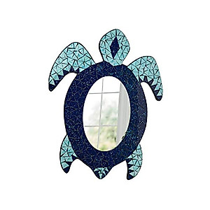 Beachcombers B22169 Mosaic Turtle Mirror Wall Plaque, Large, 16.5-inch High
