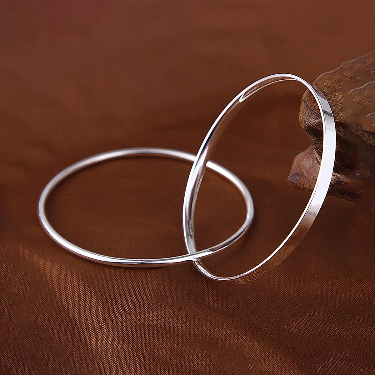 Merdia 990 Solid Sterling Silver Polished and Rough Twisted Bangle Bracelet for Women | Silver Bracelets for Women | 925 Sterling Silver Bracelets for Women | Jewelry Bracelets | Bangle Bracelet for Her 2.36"