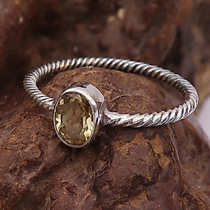 Silver Band Solid 925 Sterling Silver Citrine Gemstone Ring Handmade for Women by Goyal Exports SRG337B (US-9)