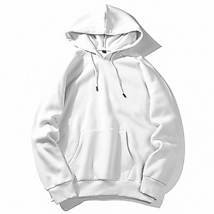 Mens Casual Hoodies, Fashion Hoodies For Men Big And Tall 2Xl Hoodies Hoodie Street Man Loose Blank Fleece Sweater Men's Large Long Sleeve Hoodie Full Zip (XXL, White)