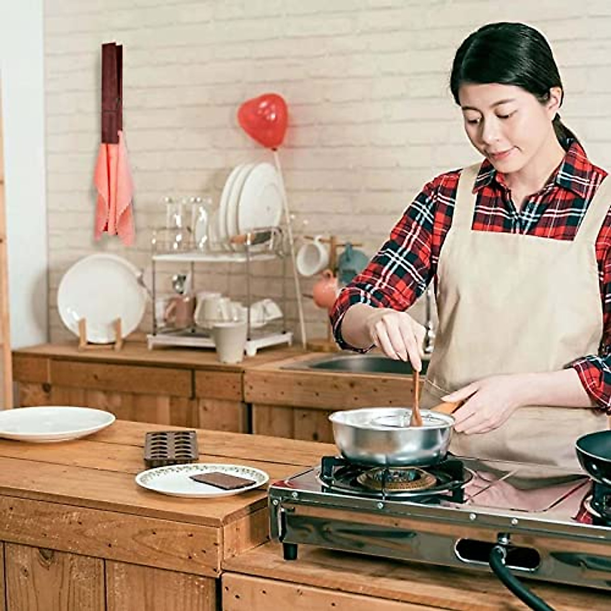 WEMUR 2 Wooden Clothespins, 12-Inch Giant Clothespin Towel Rack, Wooden Natural Giant Clothespins for DIY Crafts, Wedding and Bathroom Decoration (Dark) (WEMUR05)