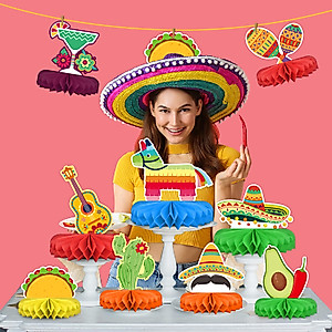 Fiesta Party Decorations - Authentic Mexican Themed Honeycomb Centerpiece for Cinco De Mayo, Taco Parties, Birthdays & Day of the Dead Celebrations