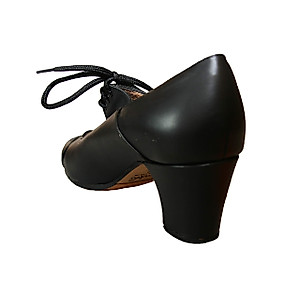 Flamenco Shoes Dance, Model Cale, Woman, Leather, with Nails, Size 7 (38EU), Menkes Black
