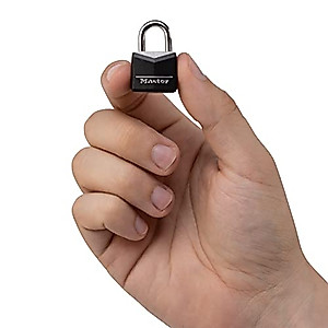 Master Lock 121T Padlock, Covered Aluminum Lock, 3/4 in. W, Black, 1-Pack, 2-Count