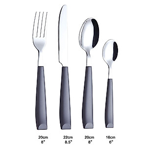 EXZACT Cutlery Set Coloured 16PCS - Stainless Steel with Plastic Wide Handles – Comfortable to Hold - 4 x Forks, 4 x Dinner Knives, 4 x Dinner Spoons, 4 x Teaspoons – Service for 4