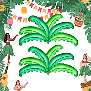 Wettarn 20 Pcs Palm Tree Leaves Balloons, Helium Foil Coconut Tree Leaves Balloons Green Palm Tree Decorations for Kids' Birthday Hawaii Luau Tropical Party Baby Shower, 35.43 x 14.57 Inches
