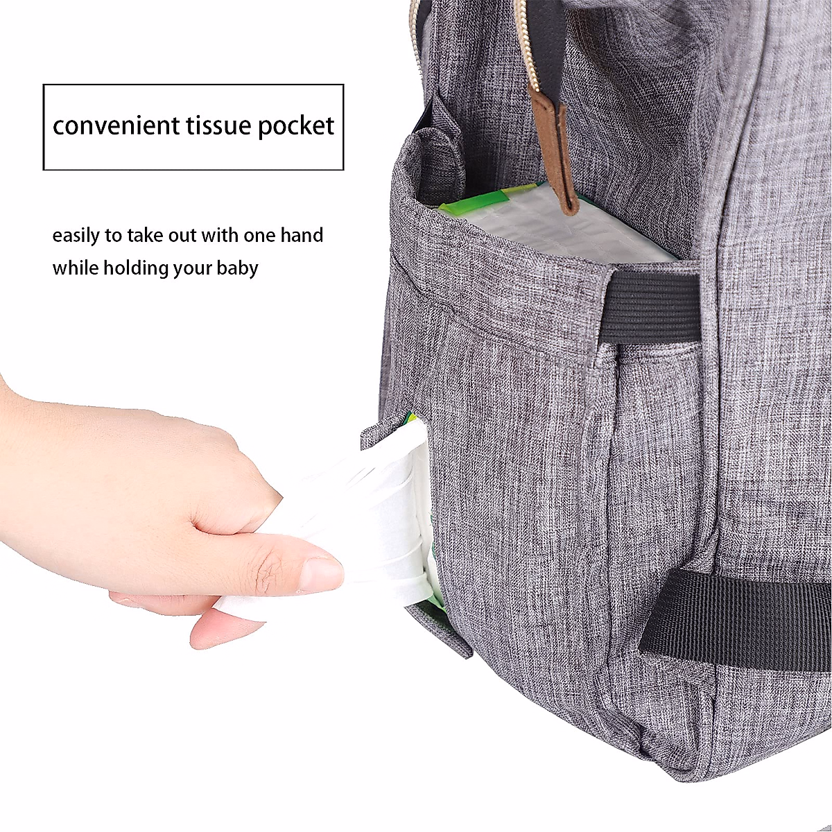 RAMHORN Diaper Bag Backpack Multifunctional Travel Back Pack Maternity Baby Changing Bags Waterproof Large Capacity For Baby Care Gray