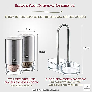 Salt and Pepper Shakers with Holder - Elegant Stainless Steel Shaker Set by urban noon