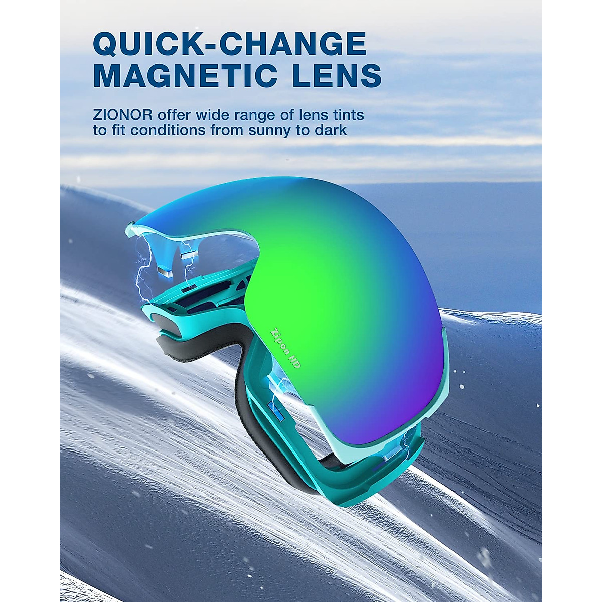 ZIONOR Lagopus Ski Goggles Z1 Zipon HD Lens Ski Goggles