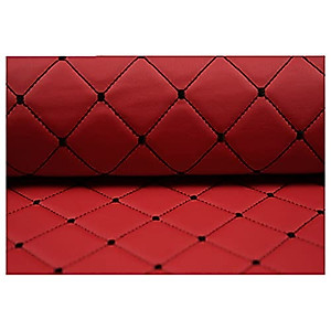 Ashtray-Hu Waterproof Quilted Vinyl Faux Leather Fabric Diamond Pattern Foam Backed for Cars Seat Cover, Furniture Upholstery, Headboards, Crafts 143cm 56'' Wide(Size:2m,Color:red)