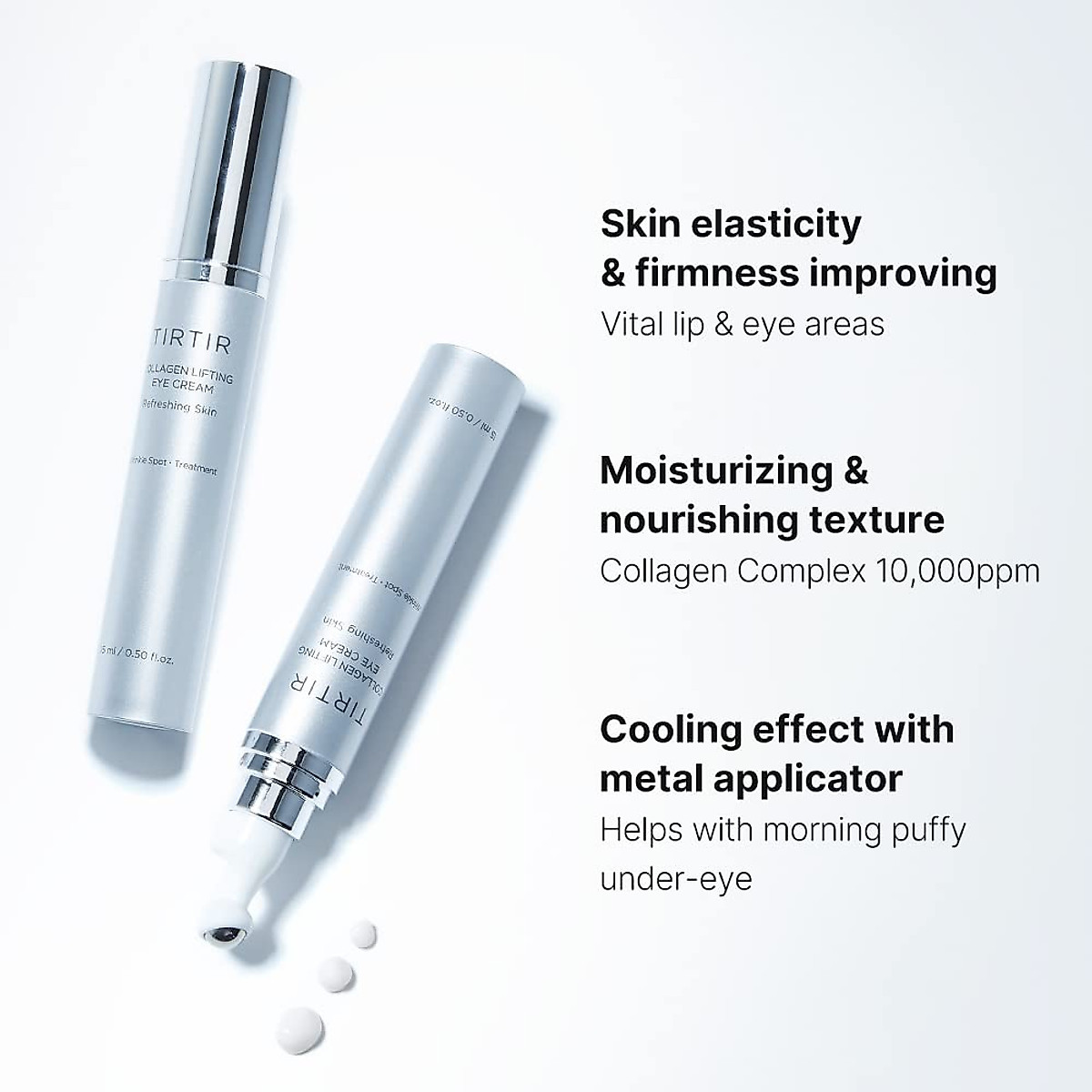 TIRTIR Collagen Lifting Eye Cream - Eye Roller, Wrinkle Spot Treatment, Revitalizing Moisturizer,Tightening Under Eye For Wrinkles,Fine Lines,Under Eye Bags,Eye Lift Treatment For Men & Women