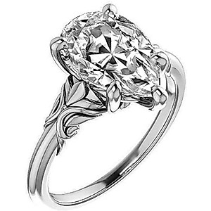 Moissanite World 1 CT Pear Colorless Moissanite Engagement Ring for Women/Her, Wedding Bridal Ring Set, Eternity Sterling Silver Solid Gold Diamond Solitaire 5-Prong Set for Her (5.5)