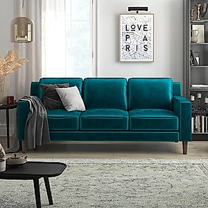 DHP Brynn 3 Seater Sofa, Green Velvet