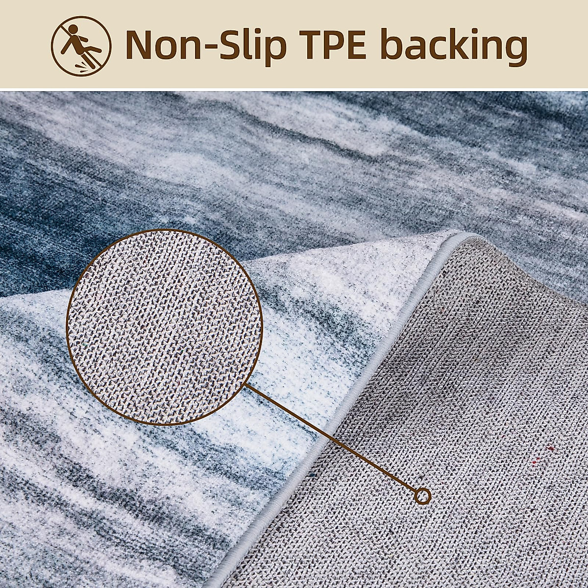 UMBFUN 2x3 Washable Rug Non-Slip, Modern Abstract Navy Rug Indoor Door Mat Throw Carpet As Home Decor for Bedroom Kitchen Bathroom Entryway