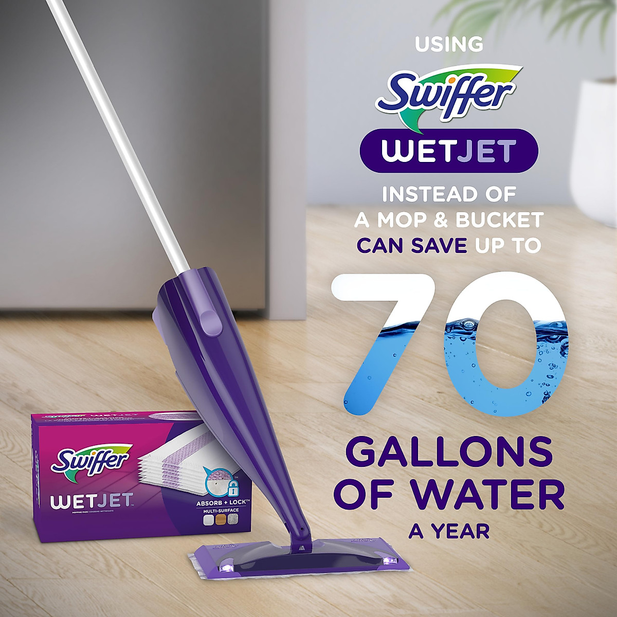 Swiffer WetJet Hardwood Floor Cleaner Spray Mop Pad Refill, Multi Surface, 24 Count