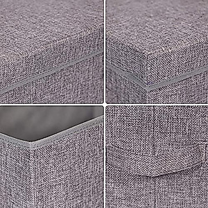 4 Pack Large Foldable Storage Box with Lids [16.5x11.8x11.8] Fabric Storage Cube Organizer Cloth Containers Linen Bins Baskets for Closet Clothes Clothing Bed Room