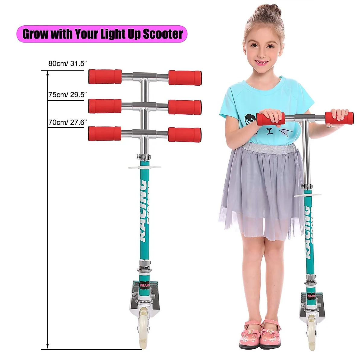 WeSkate Scooter for Kids with LED Light Up Wheels, Adjustable Height Kick Scooters for Boys and Girls Ages 3-12, Rear Fender Break, Folding Kids Scooter, 110lb Weight Capacity