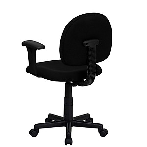 Flash Furniture Mid-Back Black Fabric Swivel Task Office Chair with Adjustable Arms