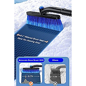 Motomate 37" Ice Scraper and Extendable Snow Brush, Detachable Snow Scraper with Foam Grip 360° Pivoting PVC Brush Head for Car Windshield, Truck, SUV (Blue)