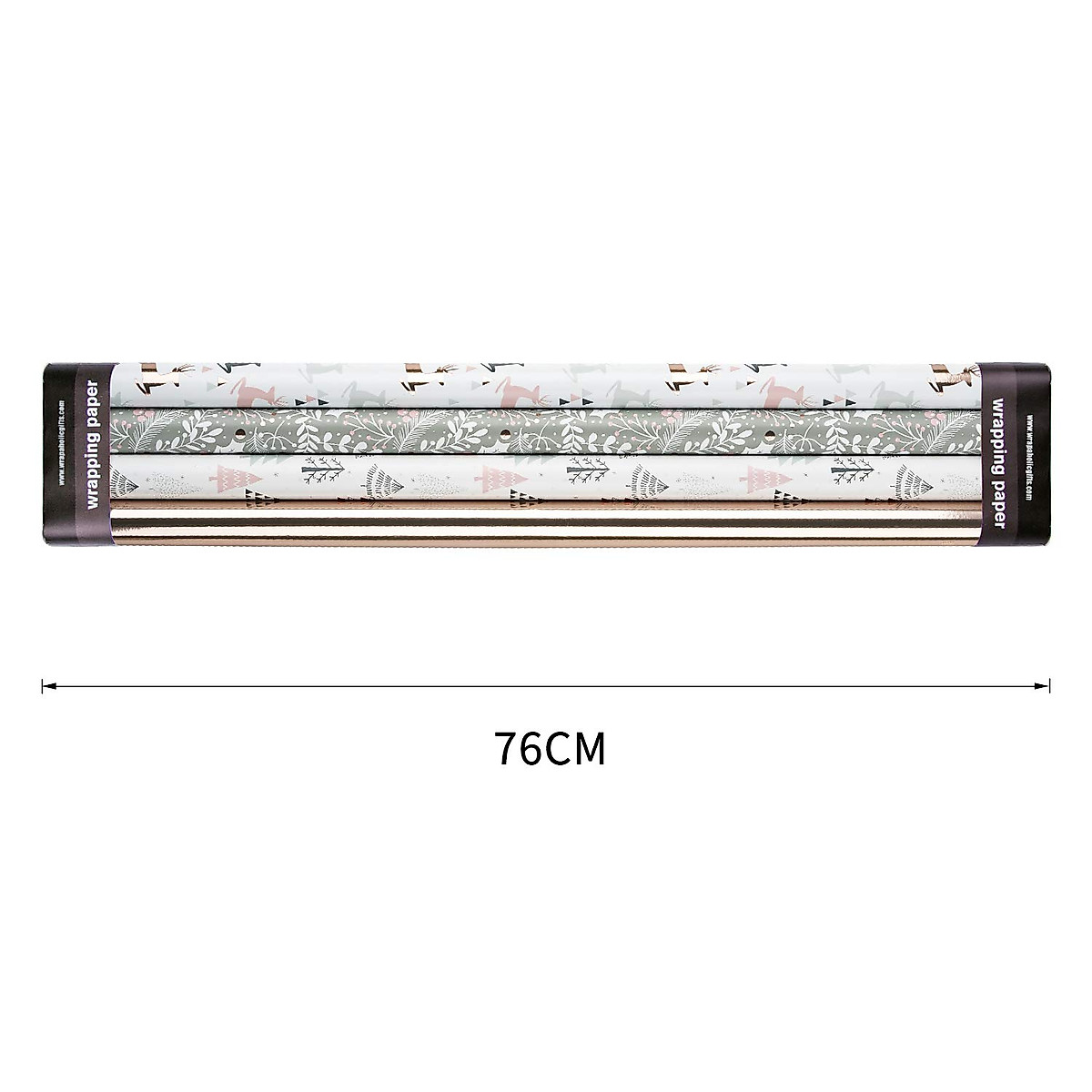 WRAPAHOLIC Christmas Wrapping Paper Roll - Rose Gold and Grey Holiday Design with Metallic Foil Shine - 4 Rolls - 30 Inch X 120 Inch Per Roll