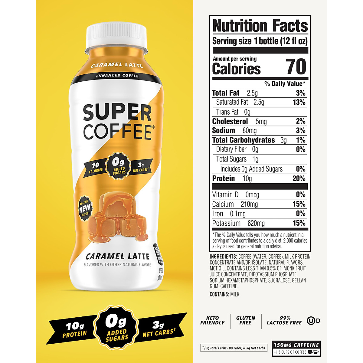 Super Coffee, Iced Keto Coffee (0g Added Sugar, 10g Protein, 80 Calories) [Variety Pack] 12 Fl Oz, 12 Pack | Iced Coffee, Protein Coffee, Coffee Drinks - LactoseFree, SoyFree, GlutenFree