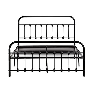 WOKEZ Iron Bed Single-Layer Curved Frame Bed Head&Foot Tube with Shell Decoration Black (Color : Black, Size : Queen)