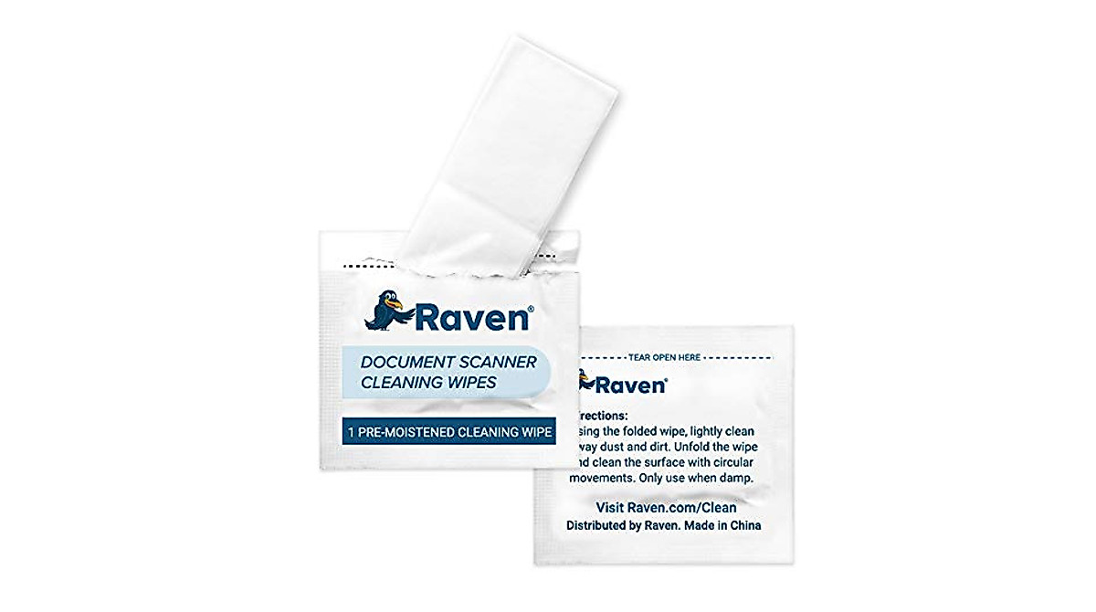 Raven Document Scanner Cleaning Wipes - 60 Count for Clear Scans