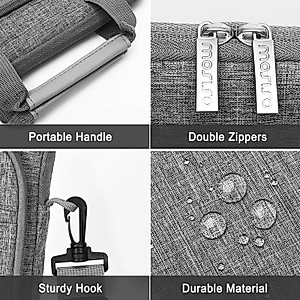 MOSISO Vertical Laptop Shoulder Bag Compatible with MacBook Air/Pro,13-13.3 inch Notebook,Compatible with MacBook Pro 14 2023-2021 A2779 M2 A2442 M1 with 2 Front Pockets&Front Decorative Pockets, Gray