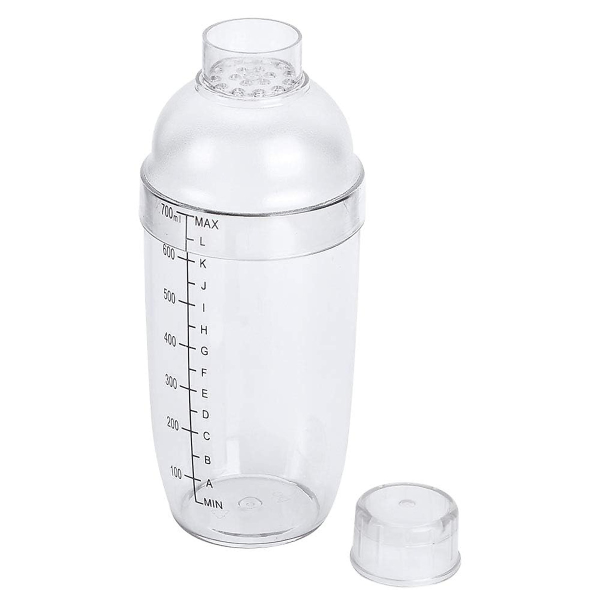 Cocktail Shaker, Plastic Drink Mixer Ice Tea Shaker Bottle Cup with Scales for Bar(700ml)