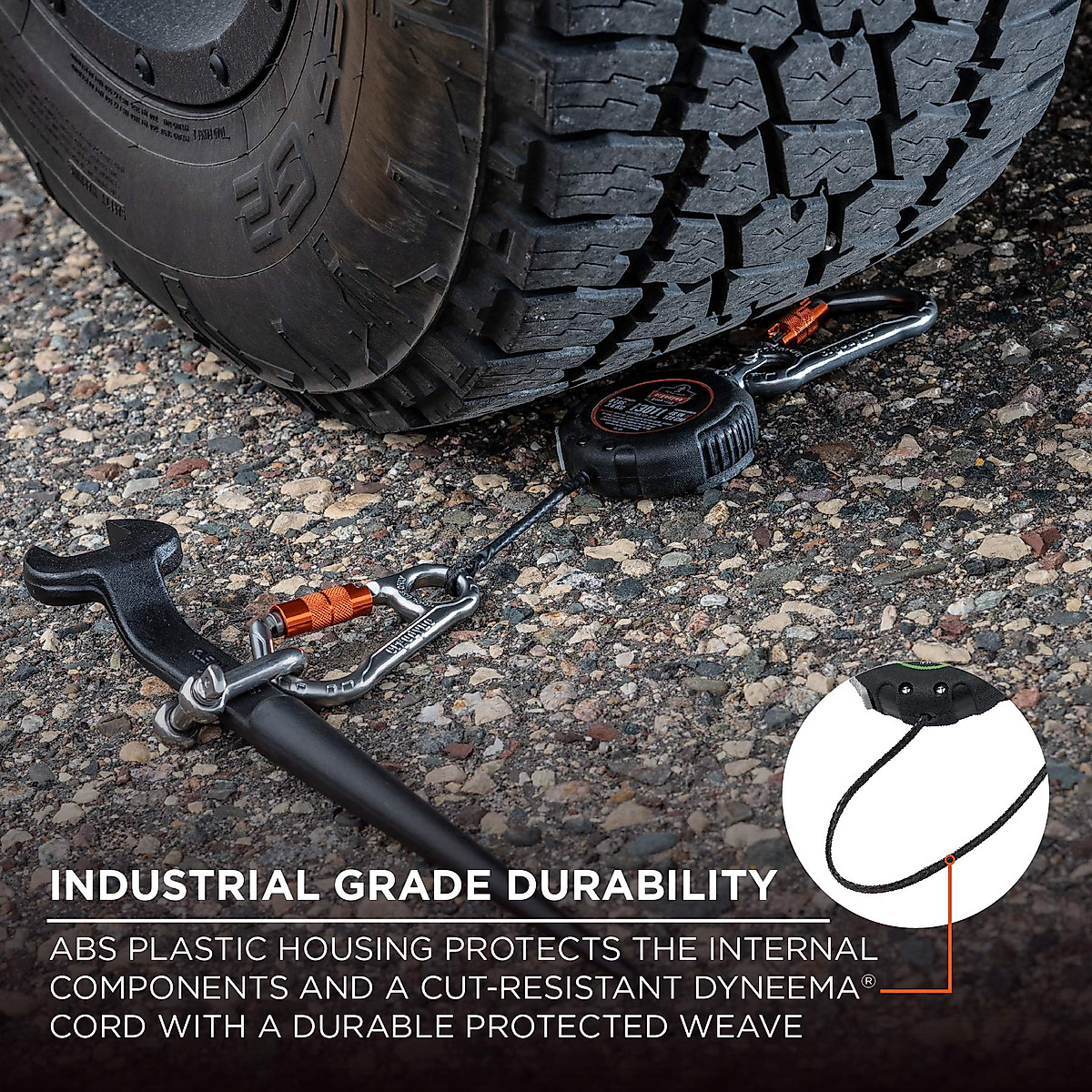 Ergodyne - 19311 Squids 3011 Retractable Tool Lanyard with Carabiner Mount,Black