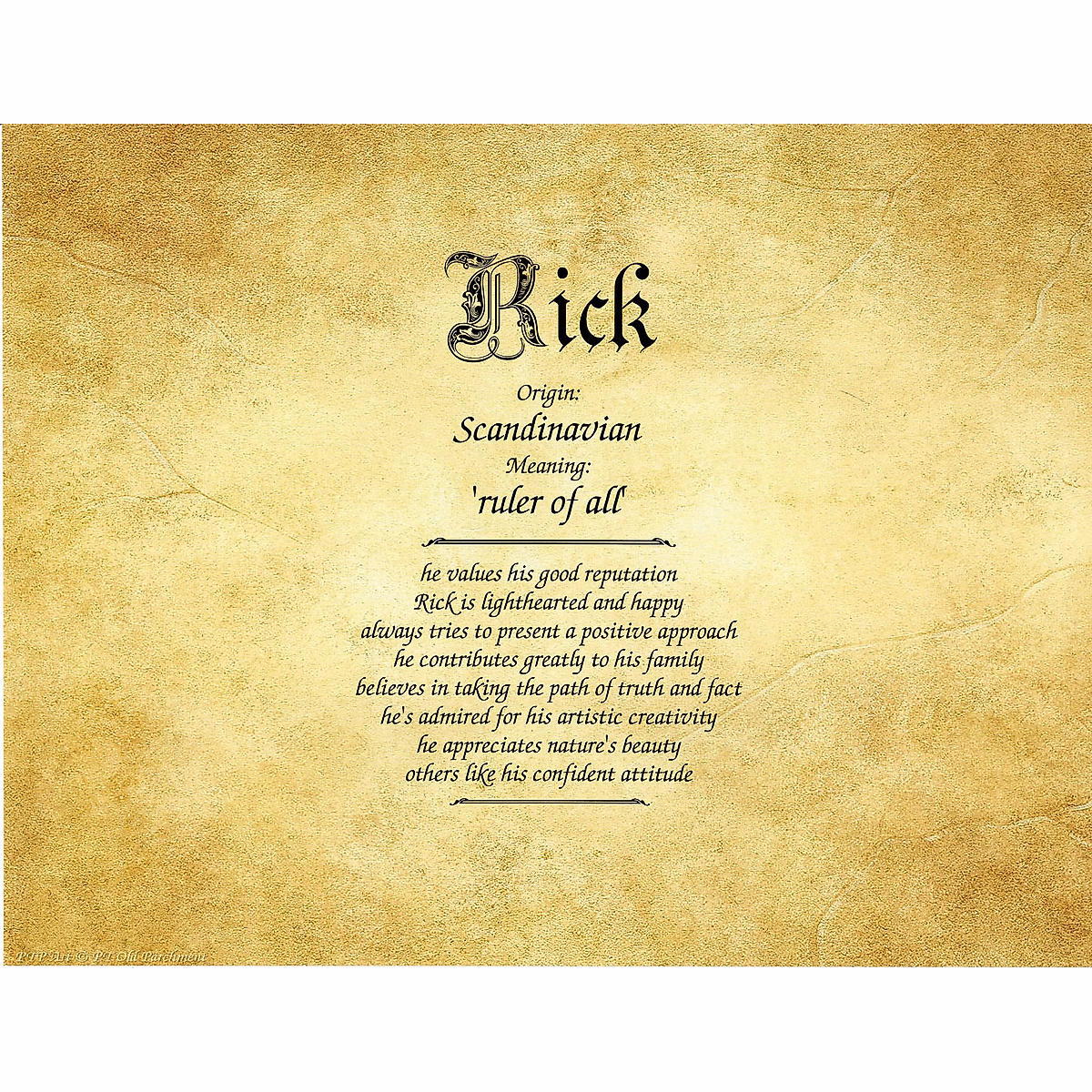 OLD PARCHMENT - Personalized ANY First Name Meaning Keepsake Print 8.5 x 11 | Artwork Home Decor Kids Room Brown 8.5 x 11 Inch