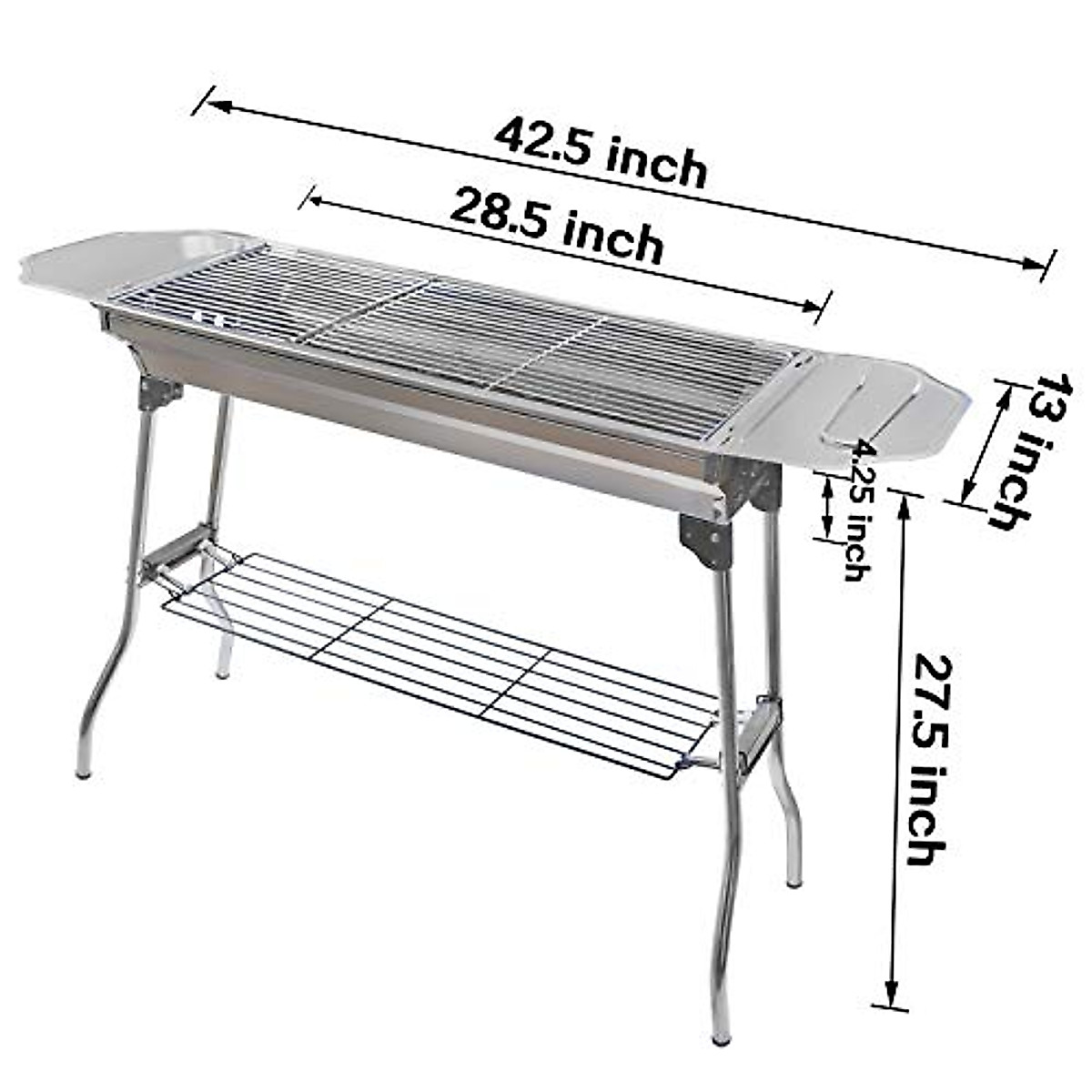 HTTMT- Outdoor Campling Refined Stable Version-2.0 Iron Portable Folding Barbecue Charcoal Grill Stove Shish Kebab Stainless Steel BBQ Patio Fold Large [P/N: ET-COOK003-SR]